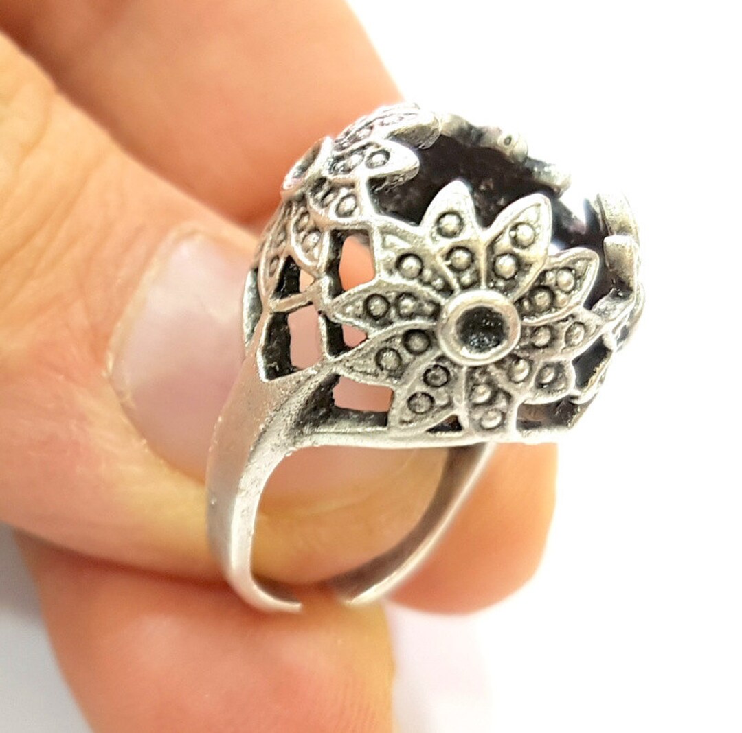 Silver Ring Blank Ring Settings Ring Bezel Base Cabochon Mountings ...