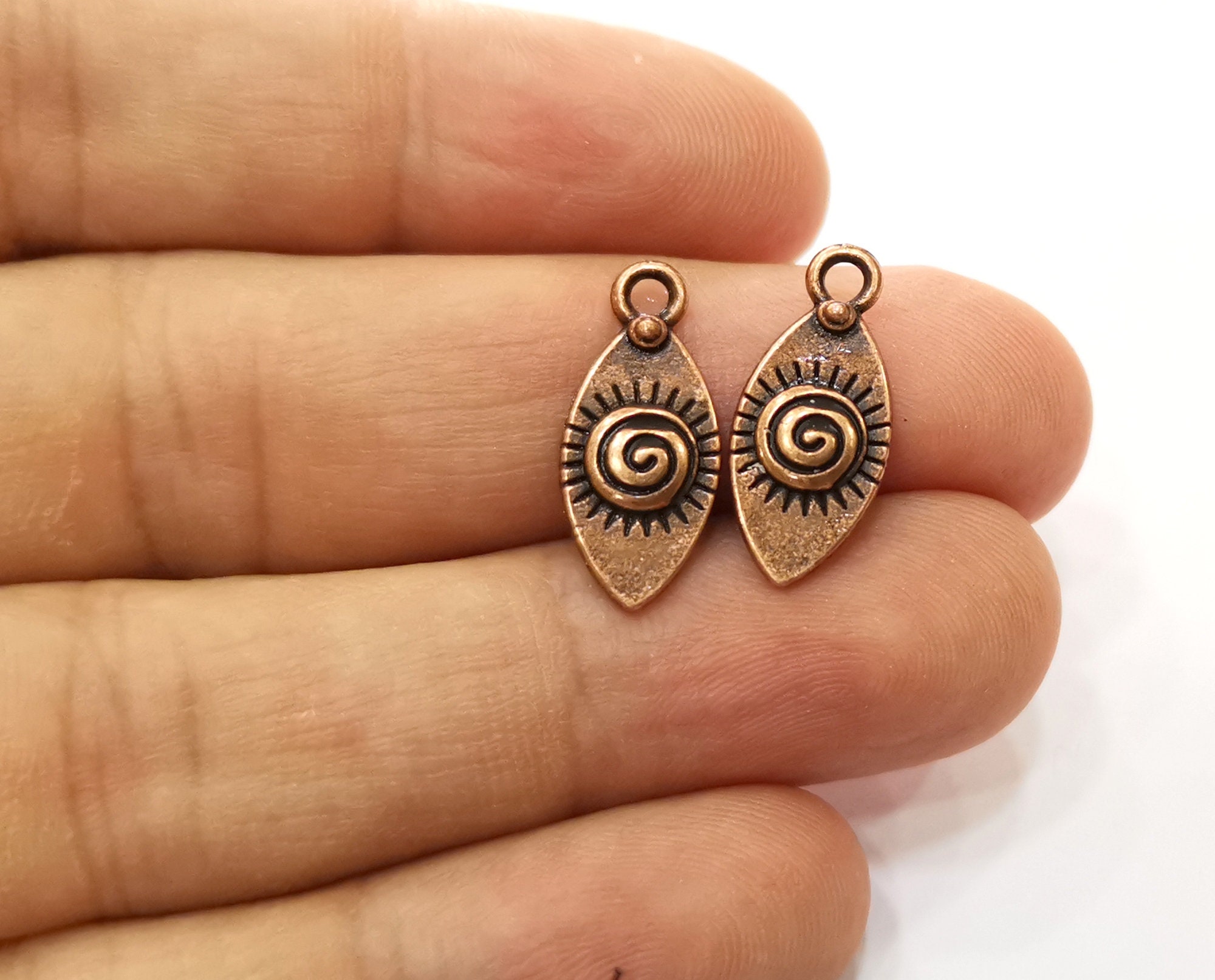 10 Copper Charms Antique Copper Plated Charms 20x9mm G20412 - Etsy