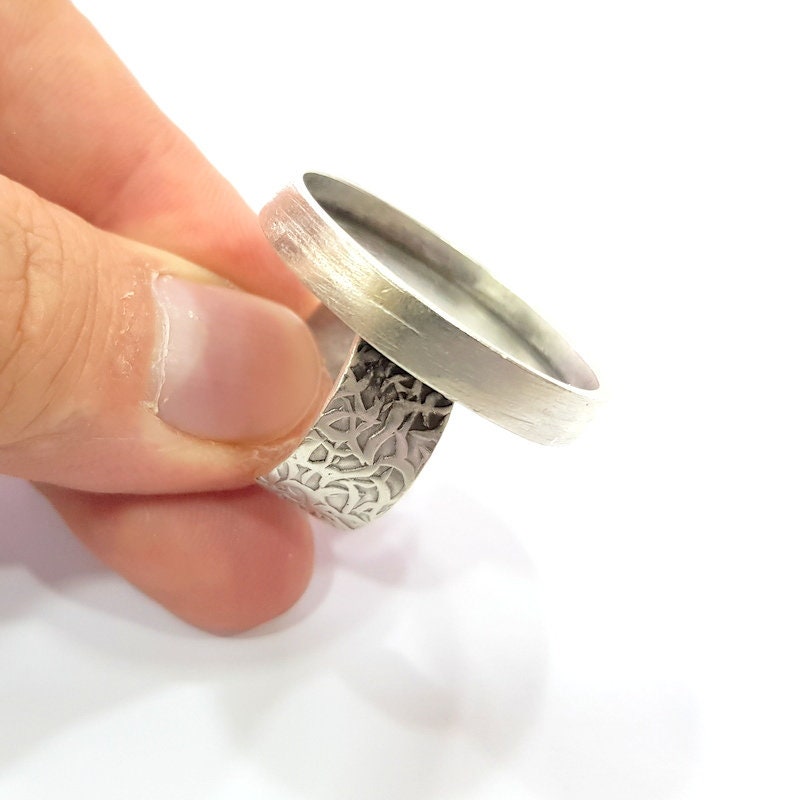 Silver Ring Blank Setting Cabochon Base Inlay Ring Backs - Etsy