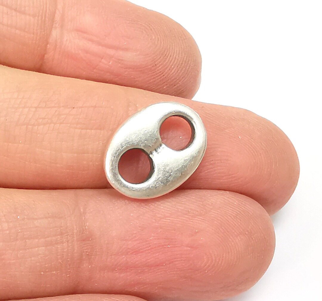 Two Hole Connector, Oval Jewelry Parts, Silver Bracelet Component ...