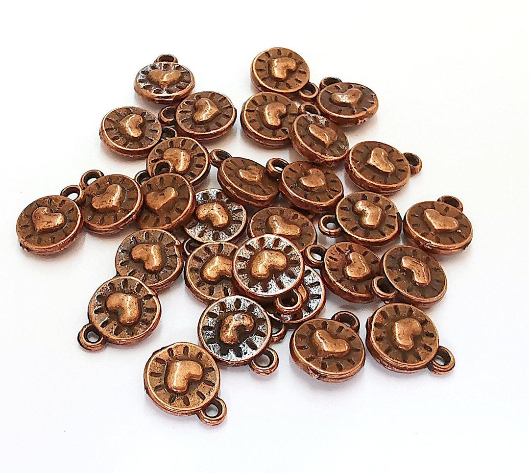 Heart Charms Double Sided Antique Copper Plated Charms (10x8mm) G21936 ...