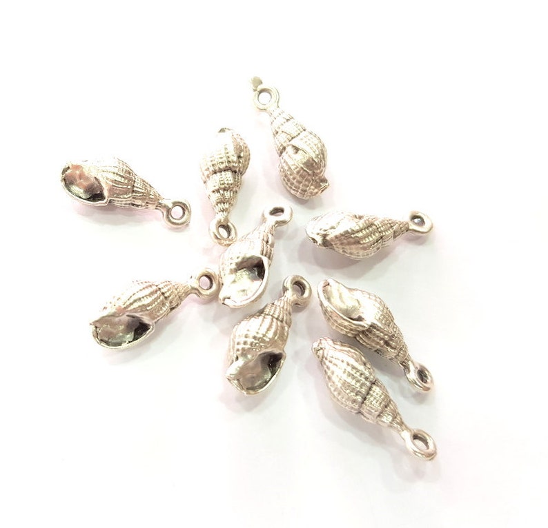 6 Oyster Charms Shell Charm Mussel Charms Sea Ocean Silver Charms ...