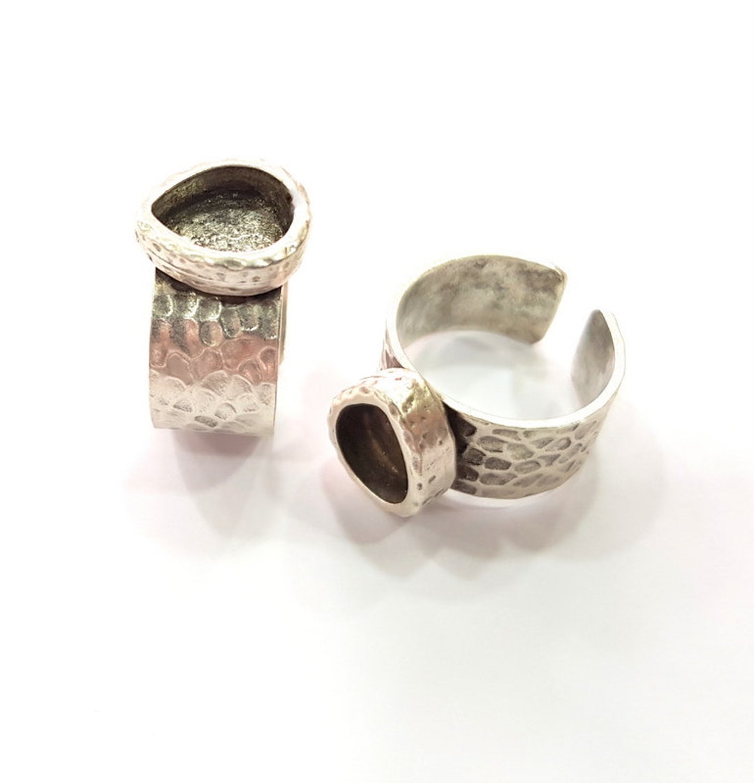 Ring Blank Setting Hammered Ring Base Bezel Inlay Ring Backs Glass ...