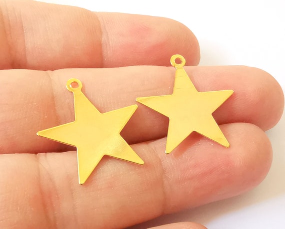 5 Star Charms 24k Shiny Gold Brass Charms Nickel Free and | Etsy