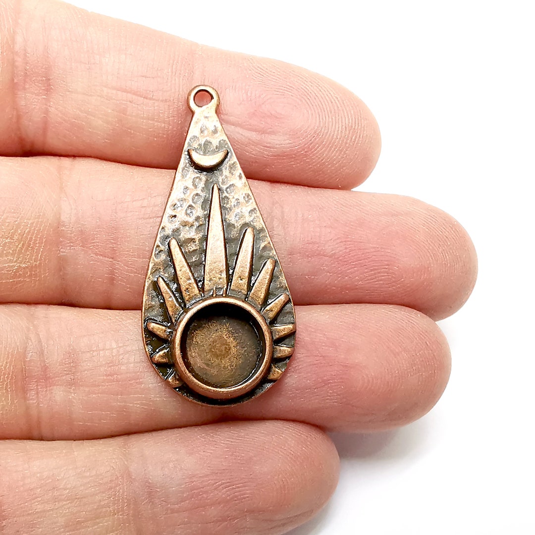 Crescent Sun Charms Pendant Bezels, Resin Blank, Inlay Mountings ...