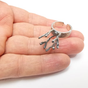 Claw Ring Sterling Silver Claw Ring Blank 925 Silver Ring Bezel Branched Ring Setting Cabochon ...