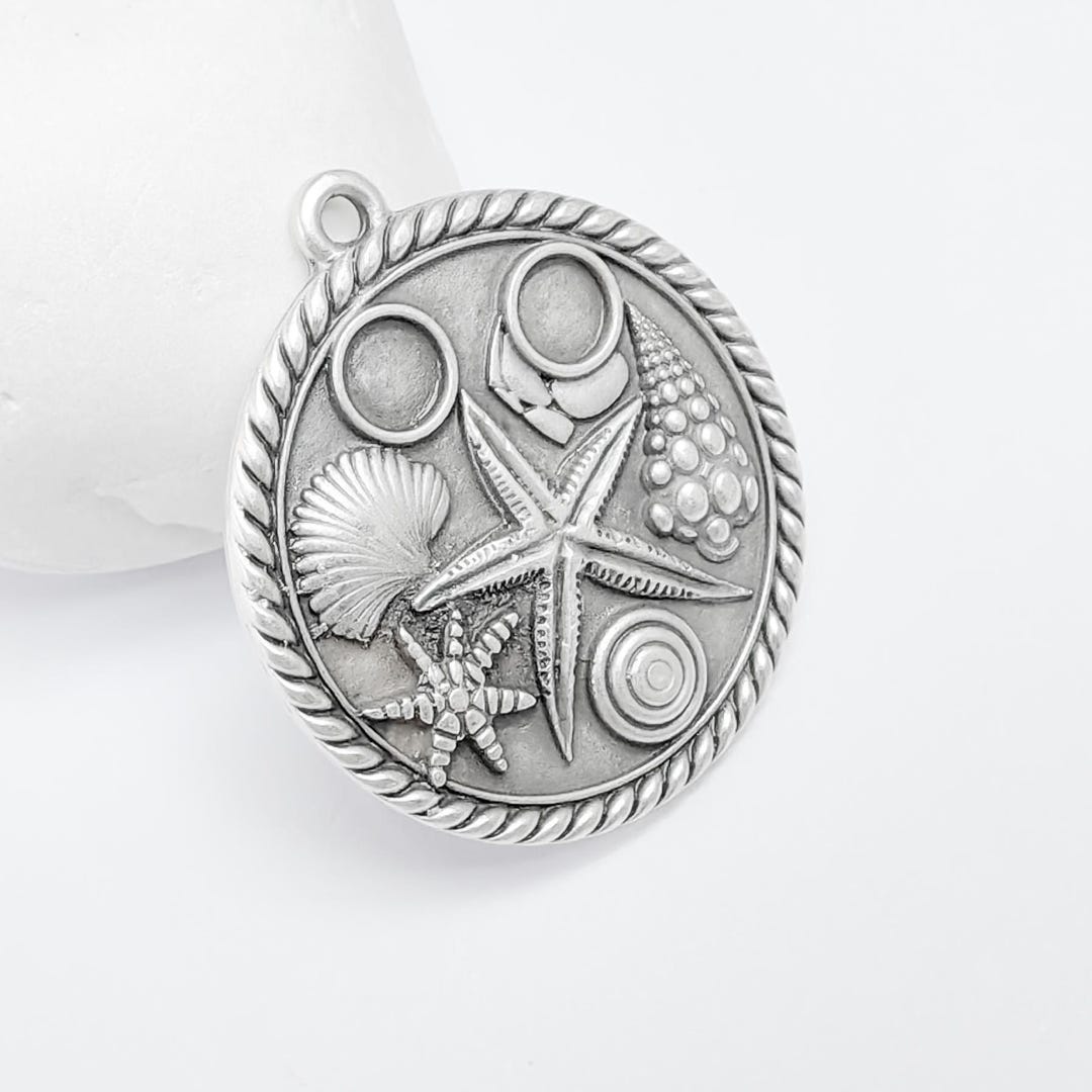 Ocean Medallion Pendant, Nautical Sea Life Charm, Beach Boho Earring ...