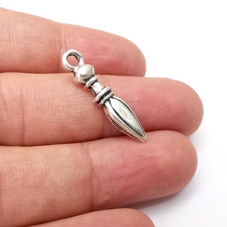 Dijes de espiga chapados en plata antigua (30 x 6 mm) G34184 - Etsy España