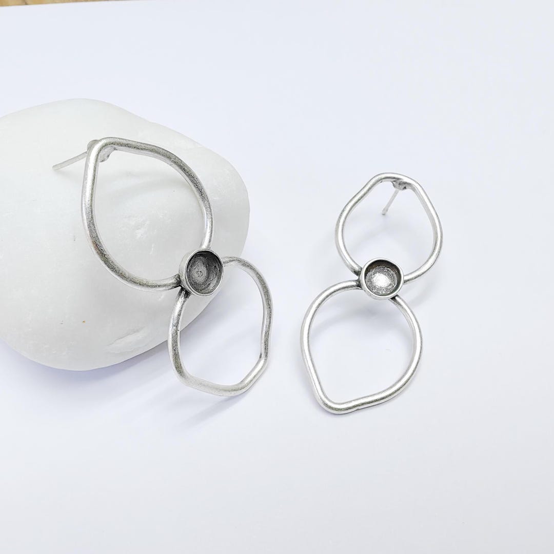 Amorphous Circle Earring Stud Base, Earring Blank, Ear Resin Bezel ...