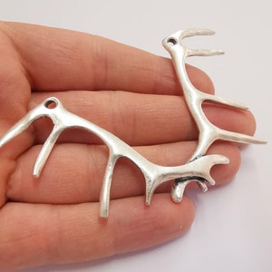 Silver Pendant Antler Pendant Connector Antique Silver Plated Pendants ...