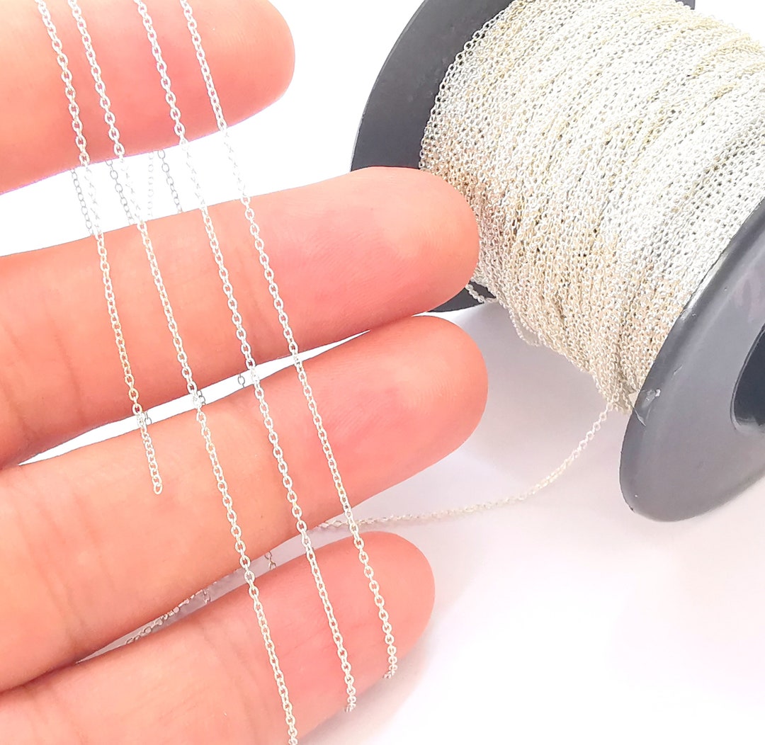 Sterling Silver Soldered Cable Chain, 925 Silver Chain (1mm Thickness ...