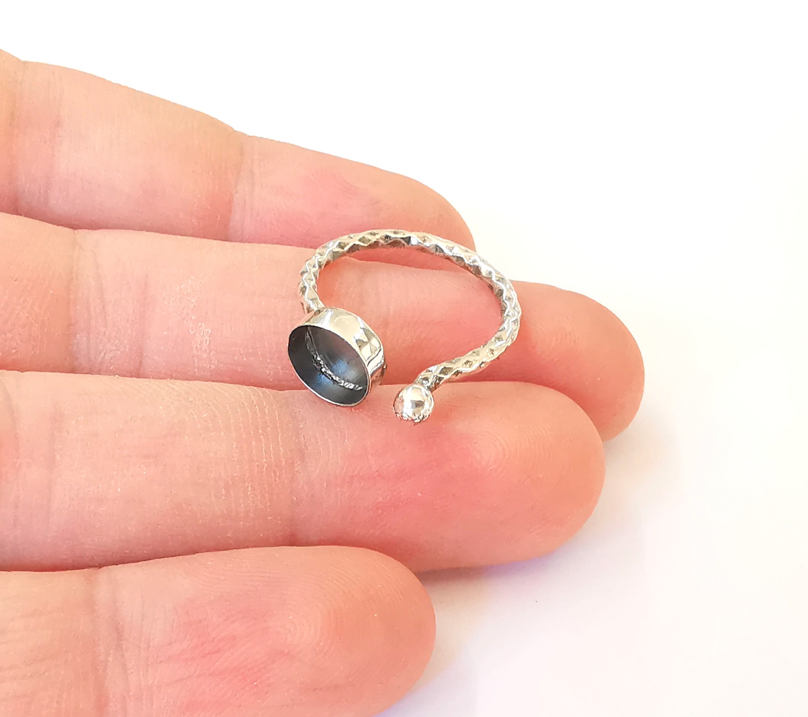 Sterling Silver Ring Blank Bezel Oxidized 925 Silver Ring Setting Resin ...