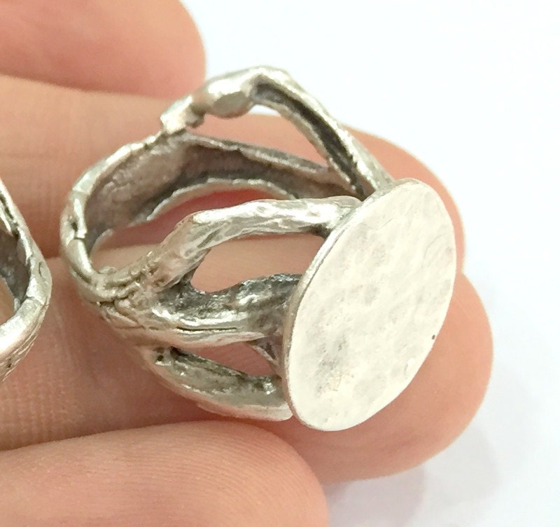 Adjustable Ring Blank 15mm Blank Antique Silver Plated | Etsy
