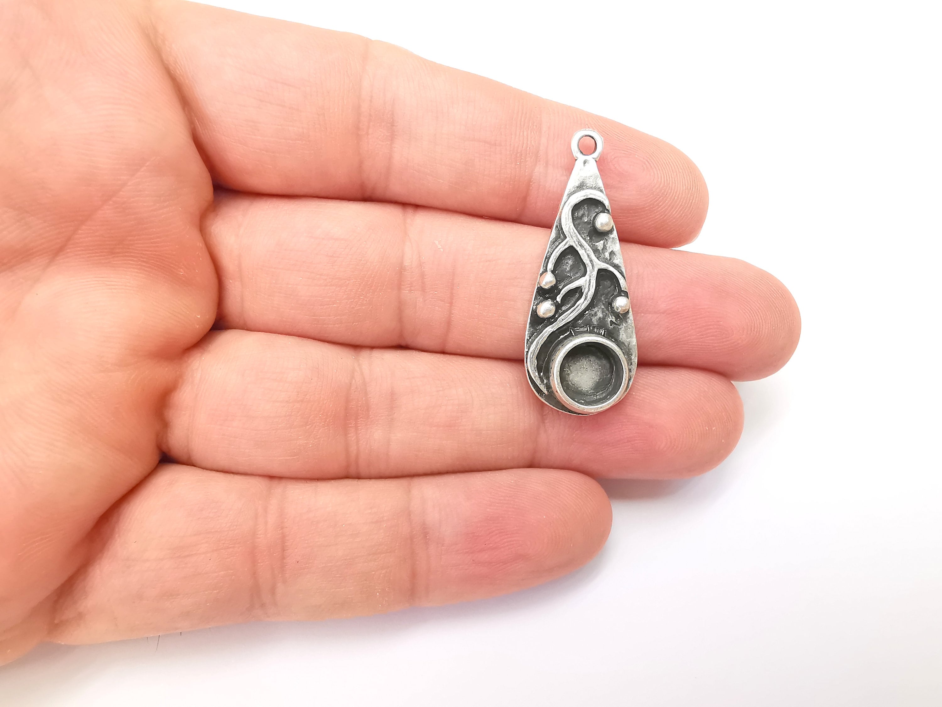 Drop With Buds Pendant Bezel Resin Blank Inlay Mounting - Etsy