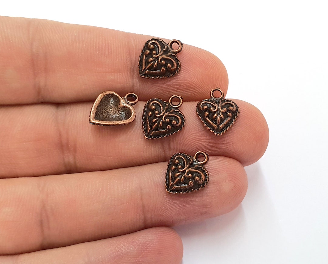 10 Heart Charms Antique Copper Plated Charms (14x11mm) G19787 - Etsy