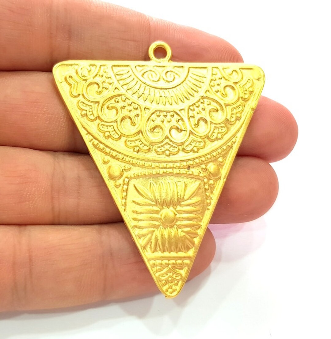 Triangle Pendant Gold Pendant Gold Plated Metal (59x50mm) G13701 - Etsy