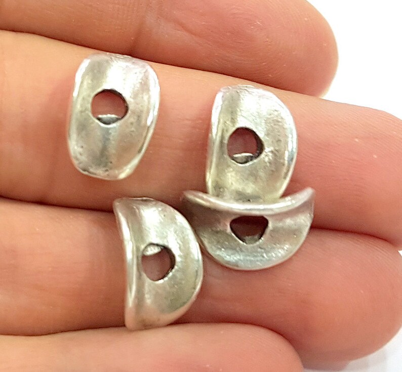 10 Pcs Antique Silver Plated Round Connector Charms 15x10mm | Etsy