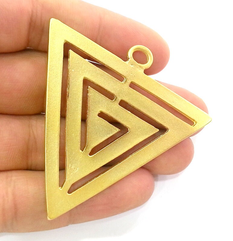 Gold Pendant Triangle Pendants Gold Plated Metal 60x55 Mm - Etsy