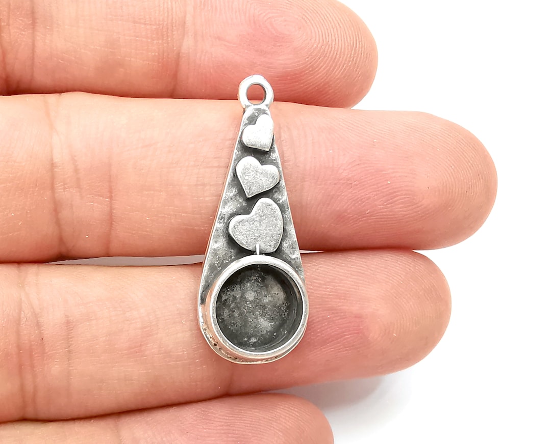 Heart Charms Pendant Bezels, Resin Blank, Inlay Mountings, Mosaic Frame ...