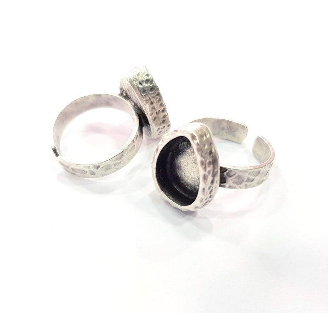 Ring Blank Setting Hammered Ring Base Bezel Inlay Ring Backs Glass ...