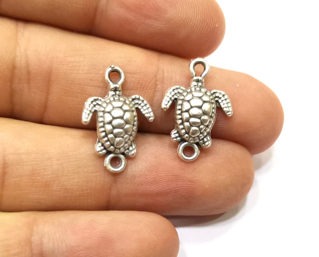 Sea Turtle Charms Connector Antique Silver Plated Charms (20x14mm ...