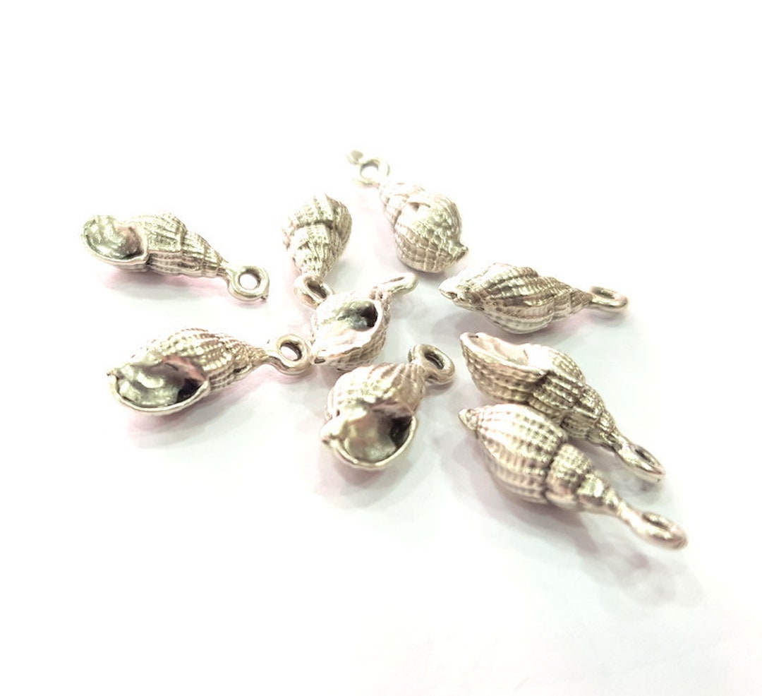 6 Oyster Charms Shell Charm Mussel Charms Sea Ocean Silver Charms ...