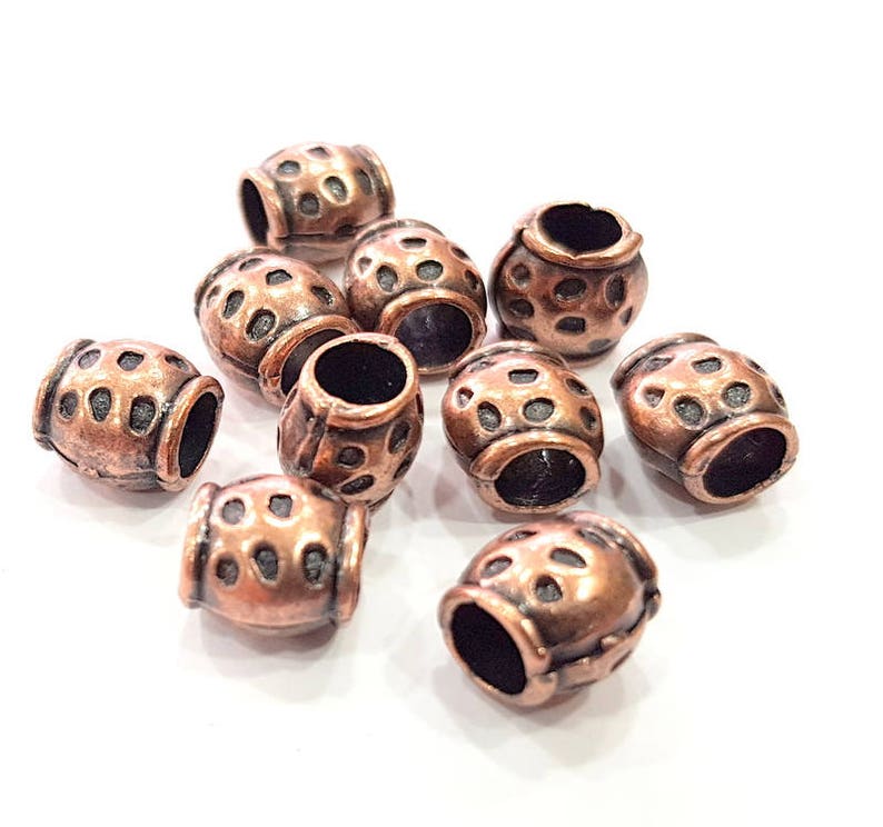 10 Copper Beads Antique Copper Beads Antique Copper Plated Metal (9mm ...