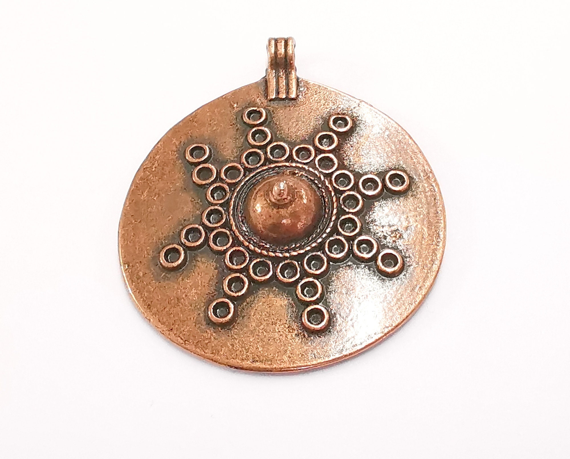 Medallion Pendant Antique Copper Plated Pendant 49x41 mm | Etsy