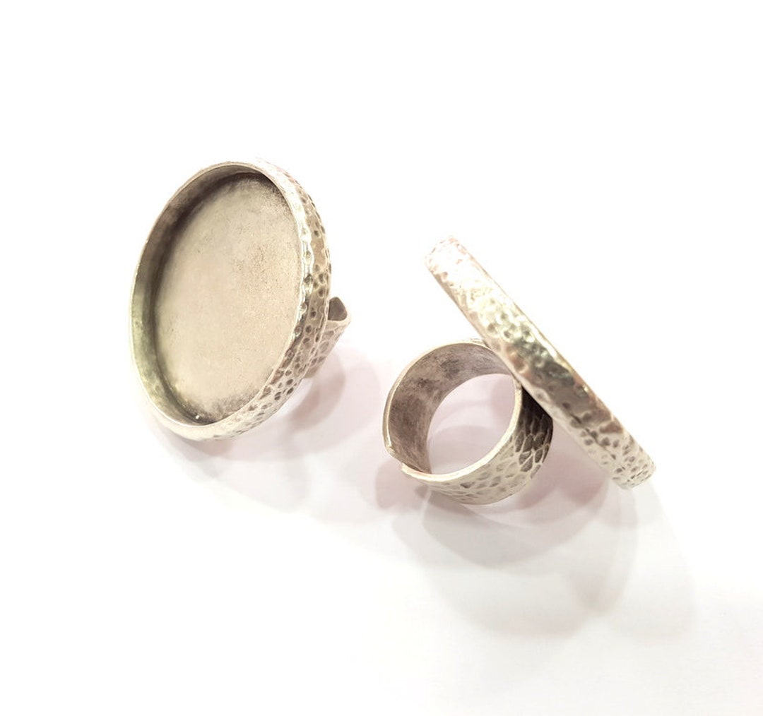 Ring Blank Setting Hammered Ring Base Bezel Inlay Ring Backs Glass ...