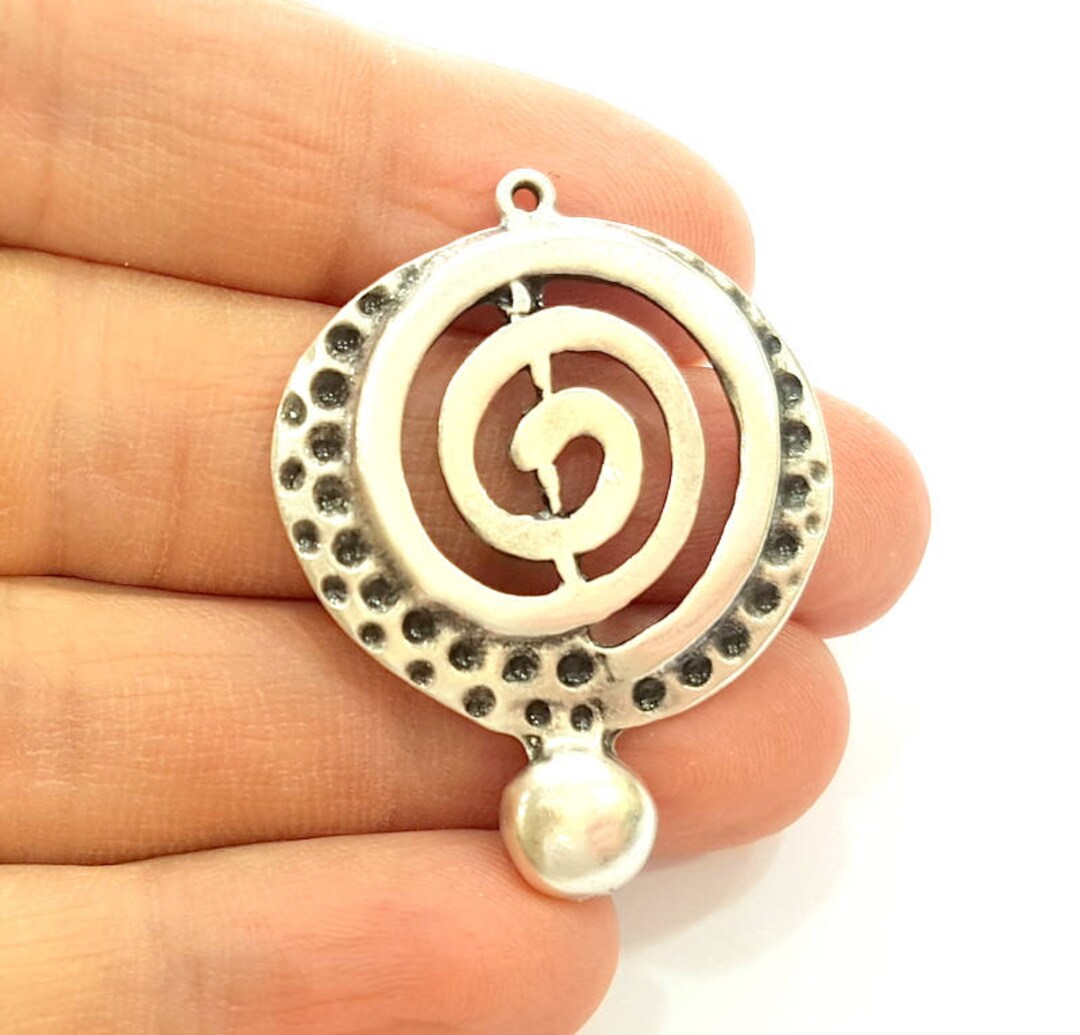 Silver Pendant Antique Silver Plated Pendant (45x33mm) G9201 - Etsy