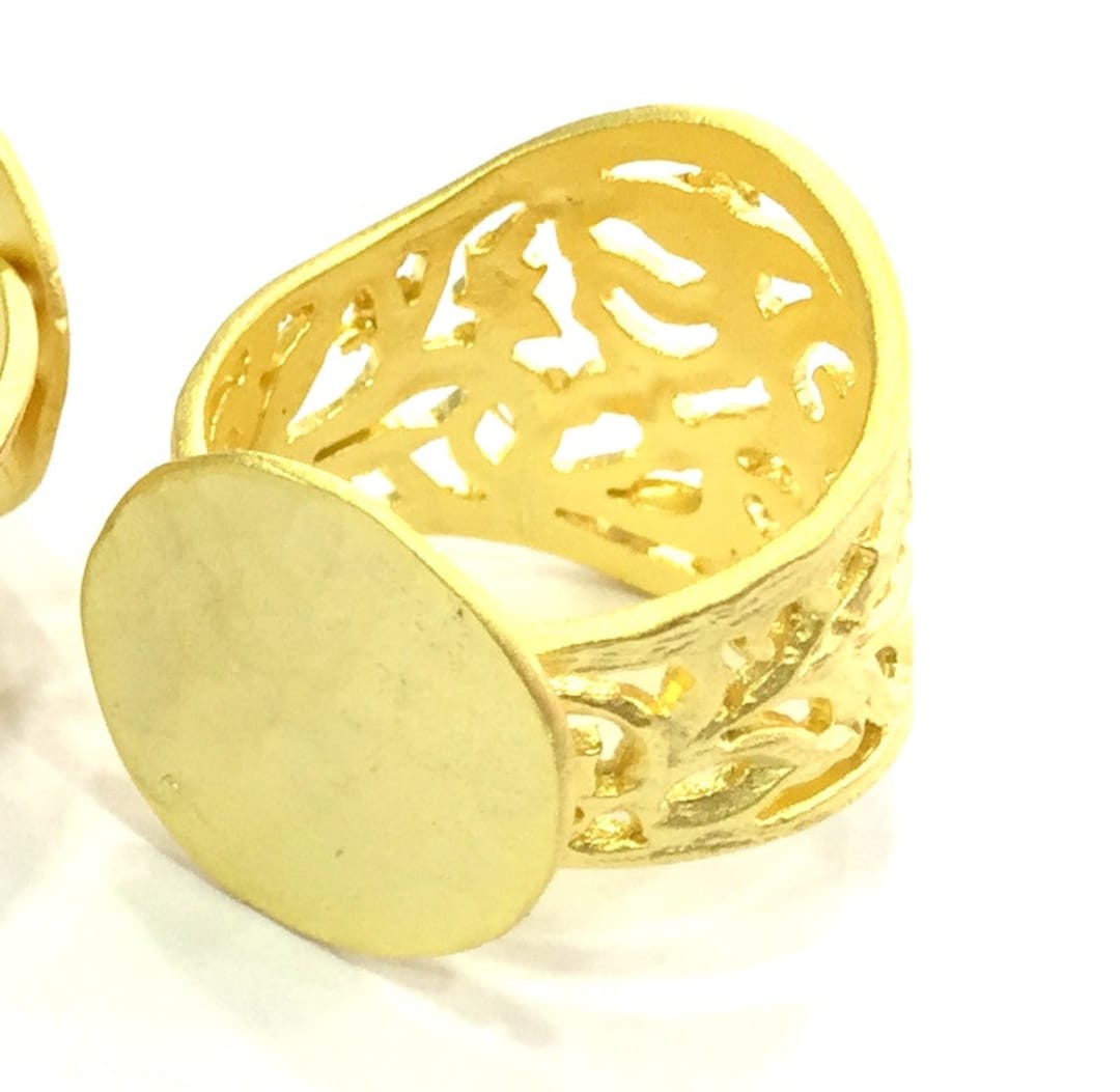 Gold Ring Blank, Adjustable (15mm Blank ) Gold Plated Brass G5107 - Etsy