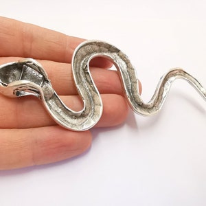 Snake Silver Pendant Antique Silver Plated Pendant (112x52mm) G20118 - Etsy
