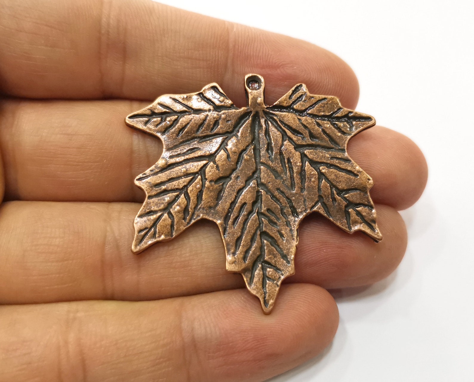 2 Copper Leaf Charms Antique Copper Plated Charms (43x46mm) G18505 - Etsy