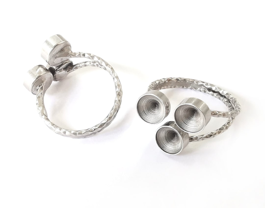 Engaste de anillo de plata texturizada, montaje de cabujón en blanco ...
