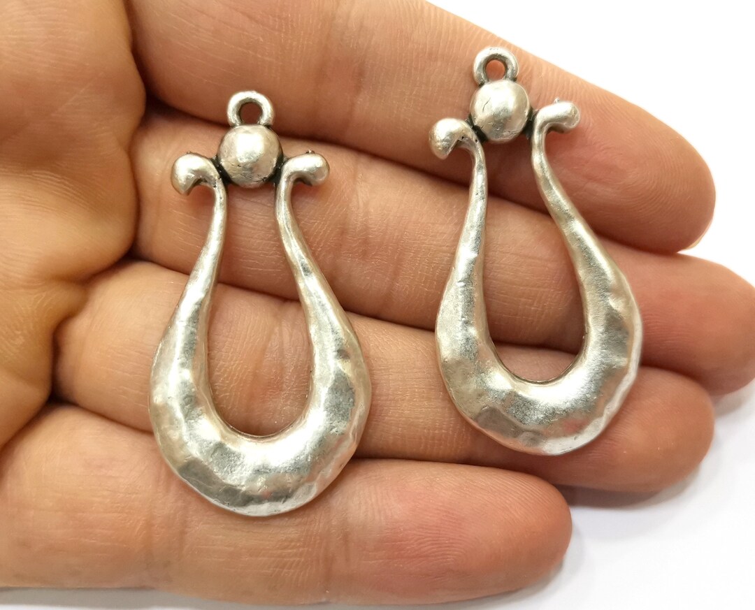 Silver Charms Antique Silver Plated Charms (47x24mm) G19168 - Etsy