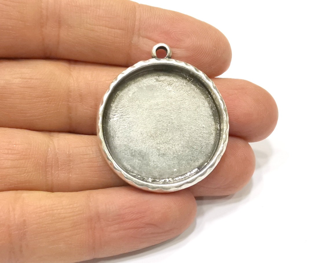Silver Hammered Base Blank Inlay Blank Pendant Base Resin - Etsy