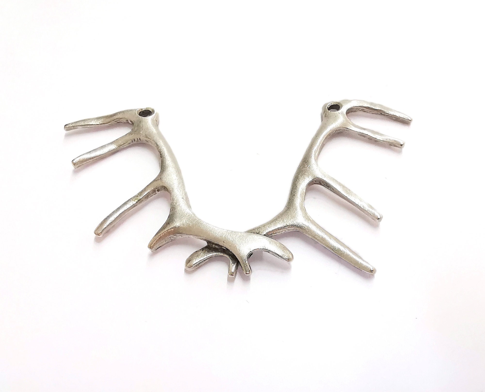 Silver Pendant Antler Pendant Connector Antique Silver Plated Pendants ...