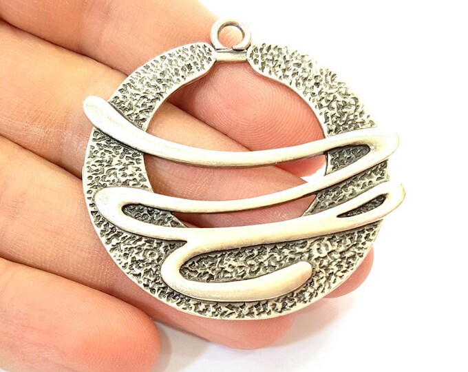 Silver Pendant Medallion Pendant Antique Silver Plated Large Pendants ...