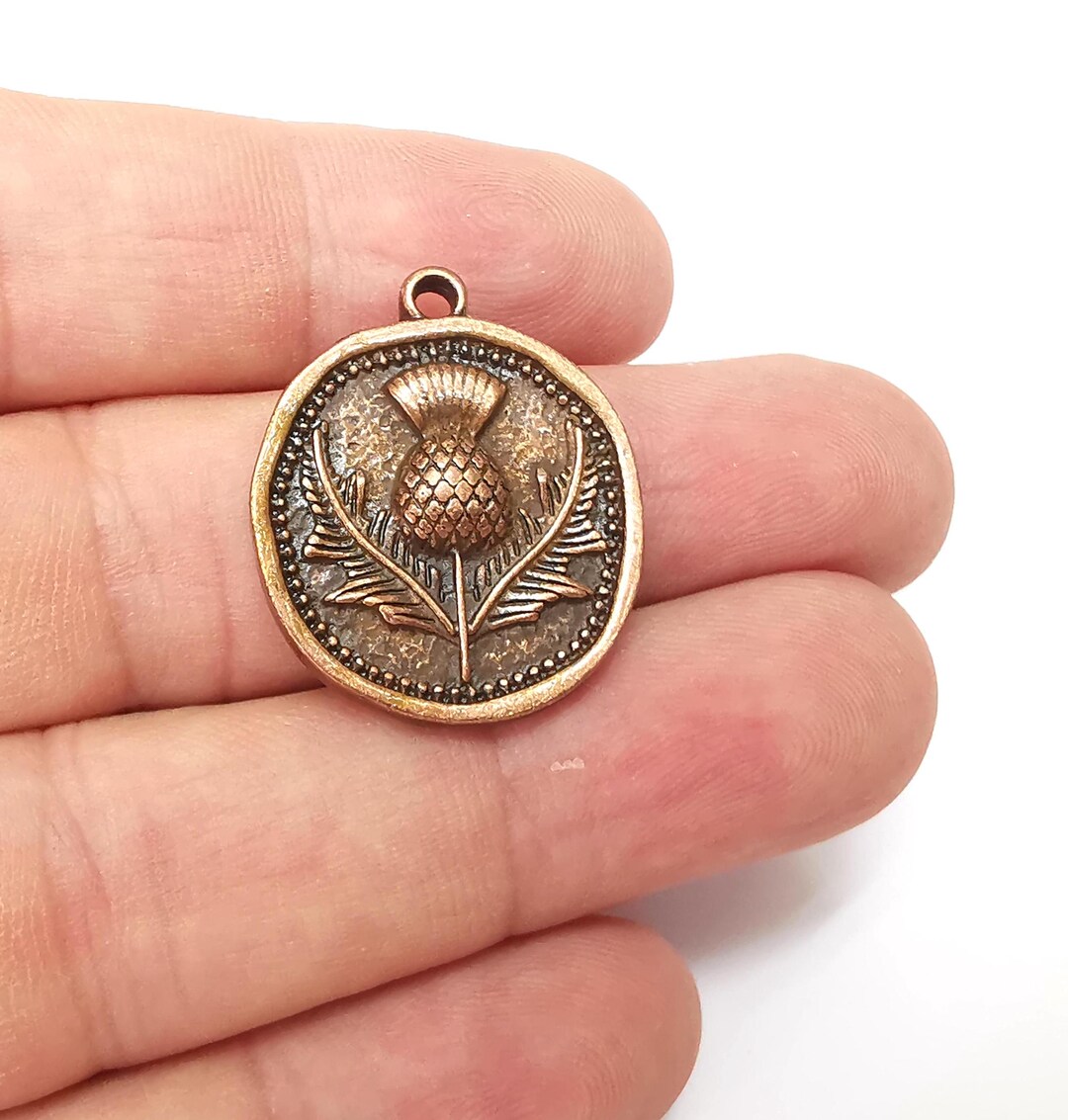 Thistle Charms, Copper Flower Charms, Boho Charms, Earring Charms ...