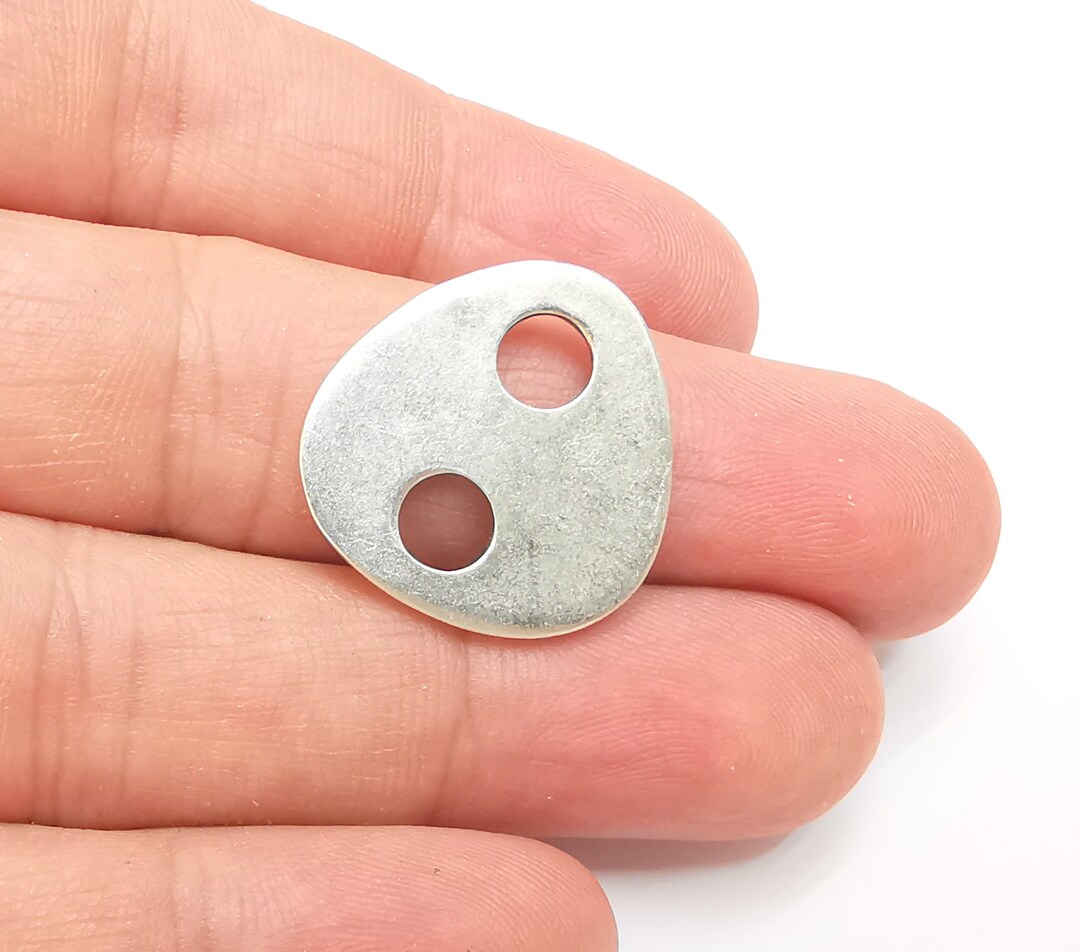 Two Hole Connector, Antique Silver Plated Oval Findings (24x23mm ...