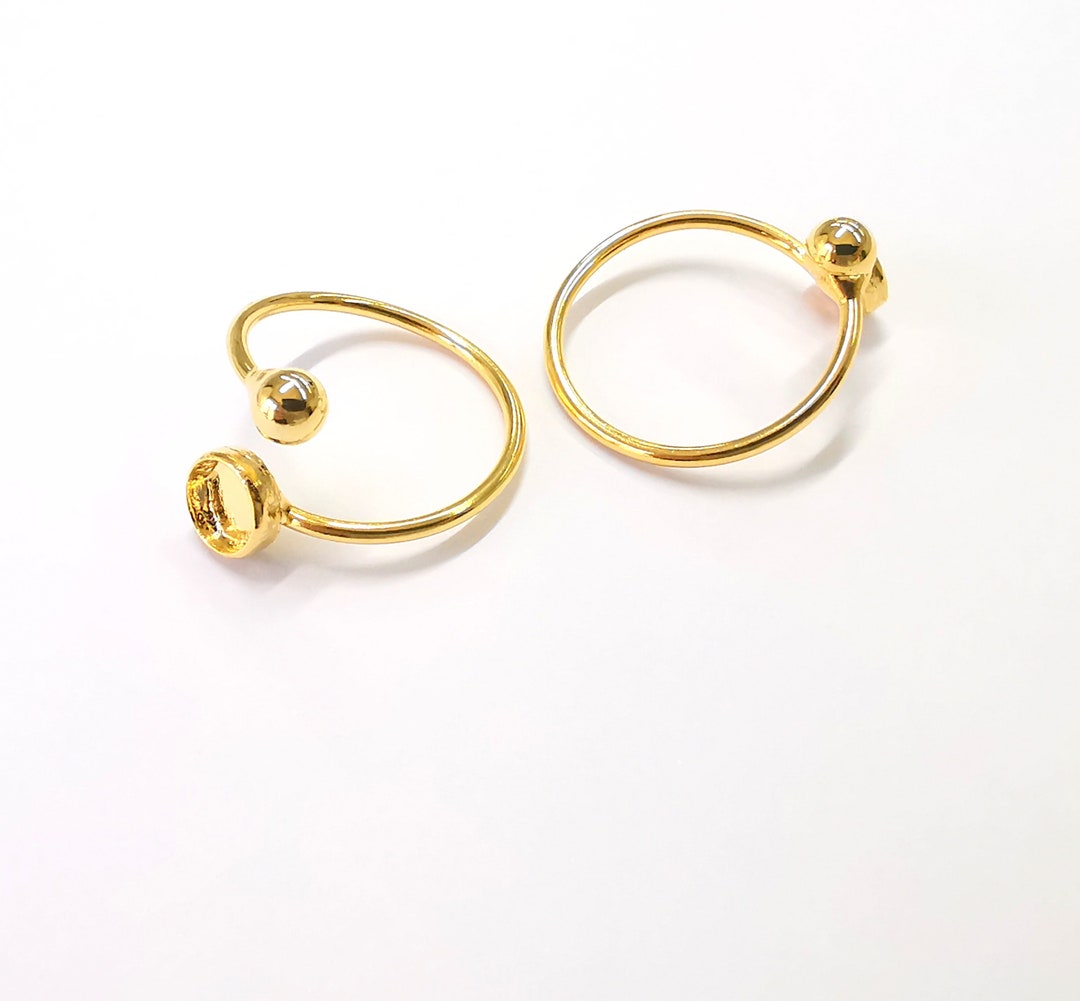 Shiny Gold Ball Head Ring Bezels Ring Settings Resin Ring Backs ...