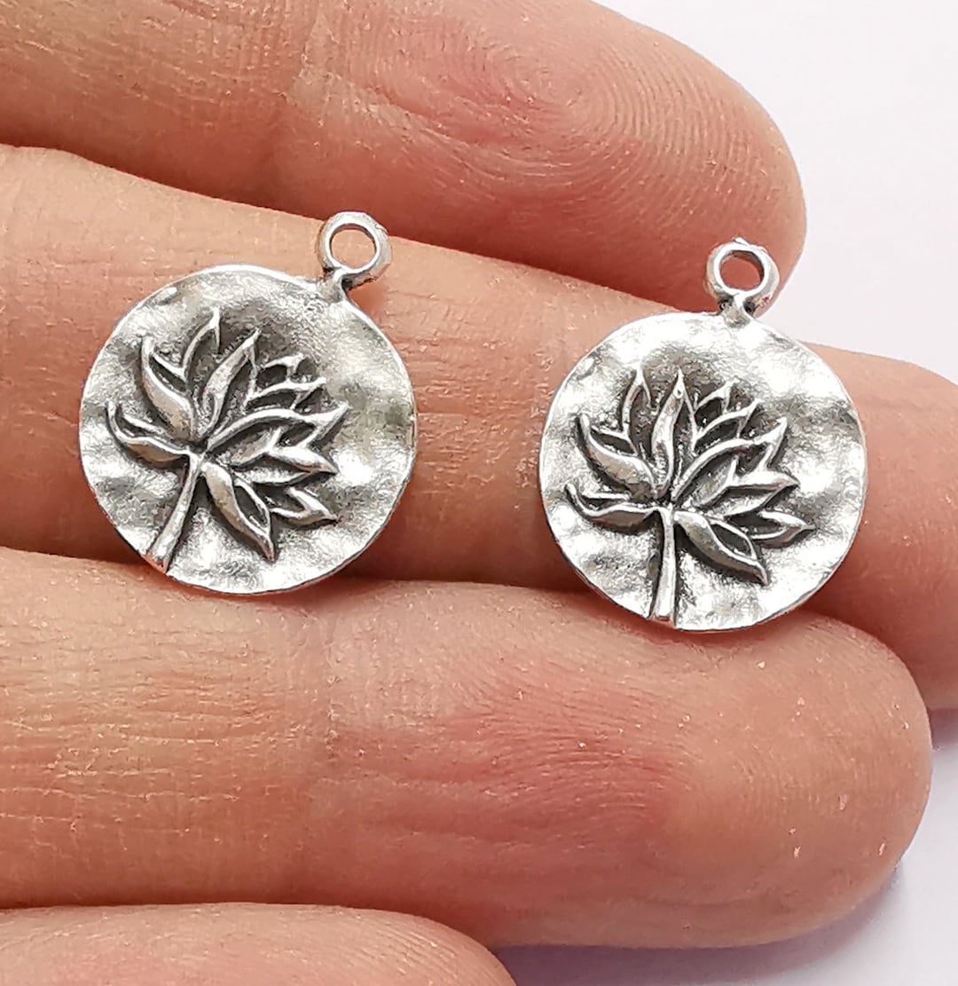Lotus Charms Flower Charms Antique Silver Plated Charms (21x16mm ...