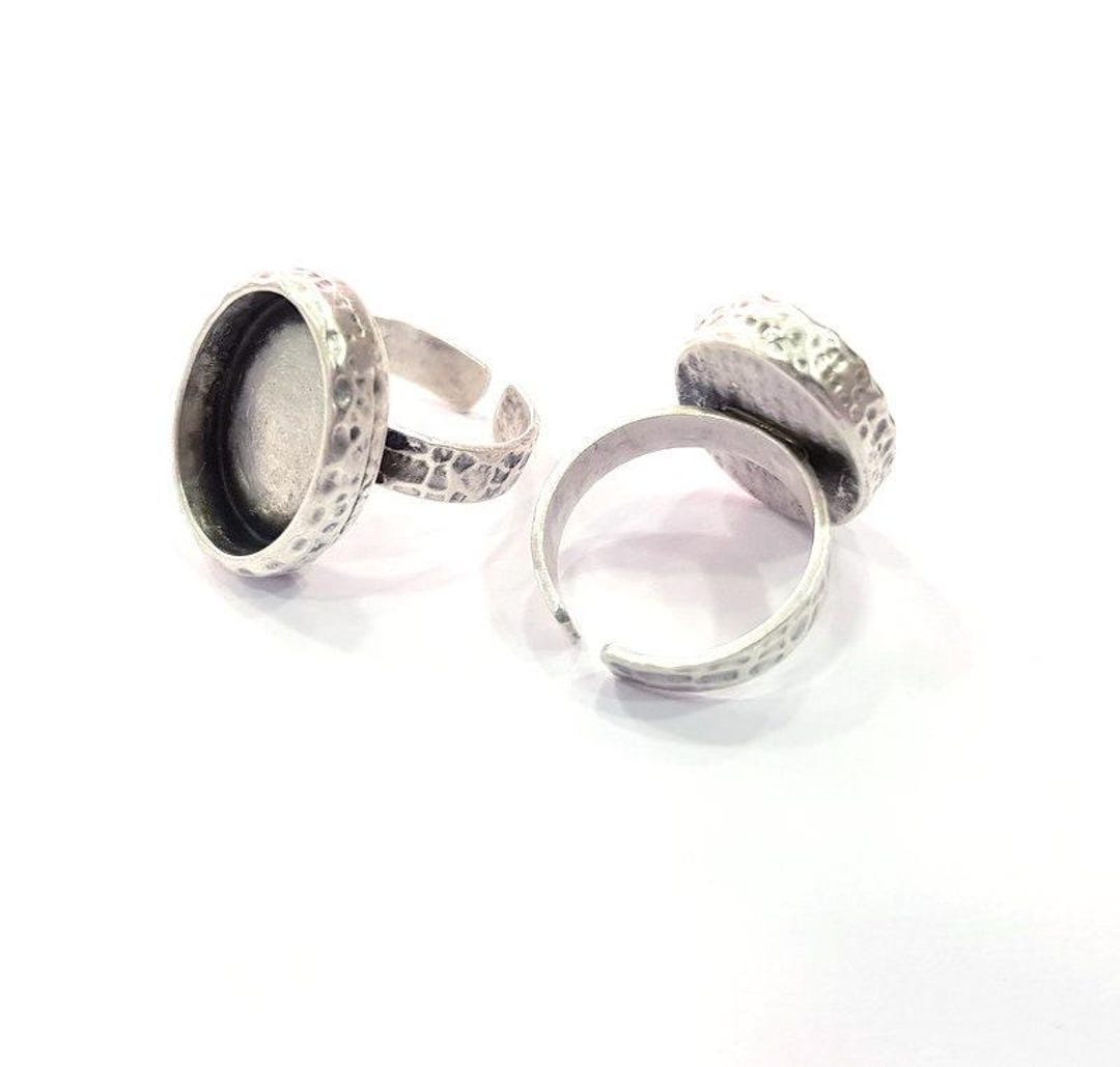 Ring Blank Setting Hammered Ring Base Bezel Inlay Ring Backs Glass ...