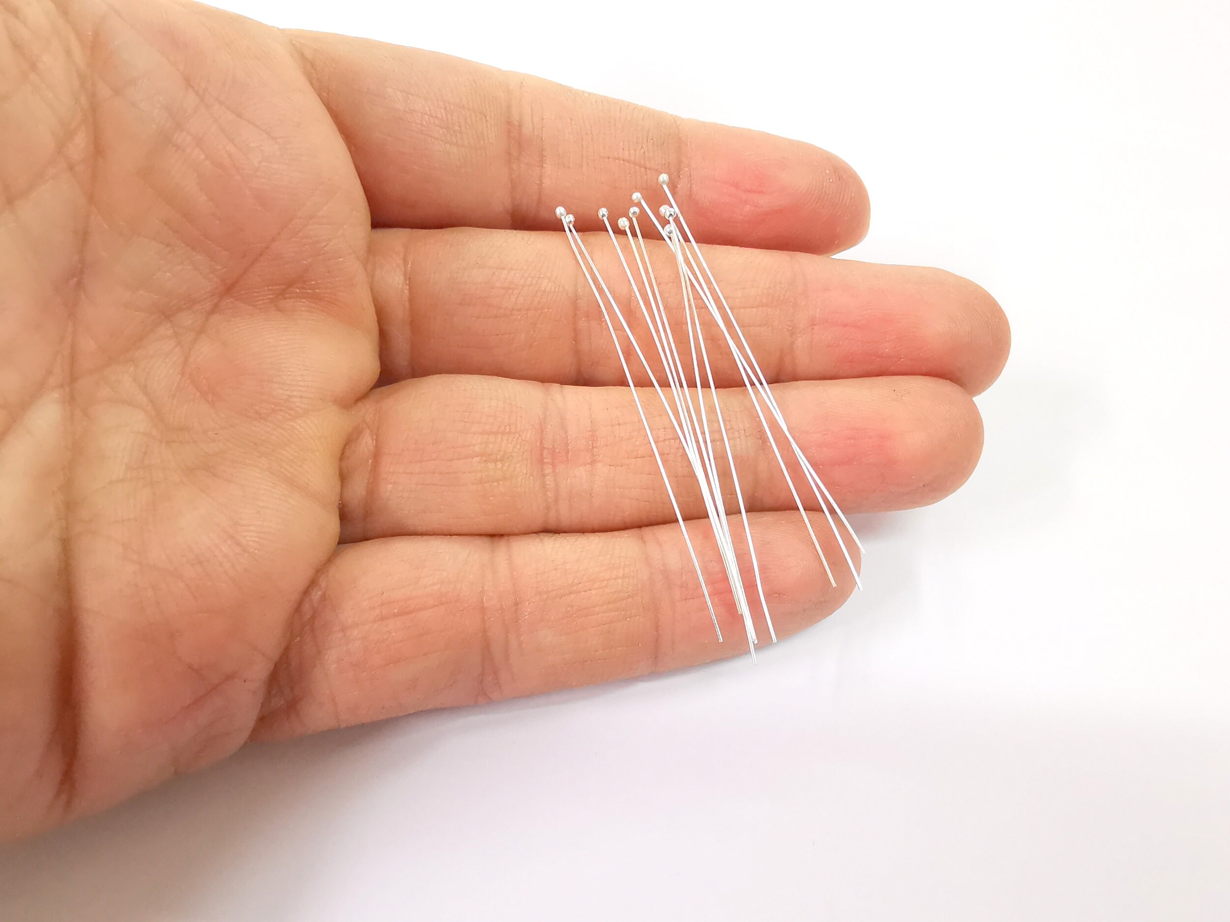 10 Sterling Silver Long Ball Head Pin Extra Thin Pins 50mm - Etsy