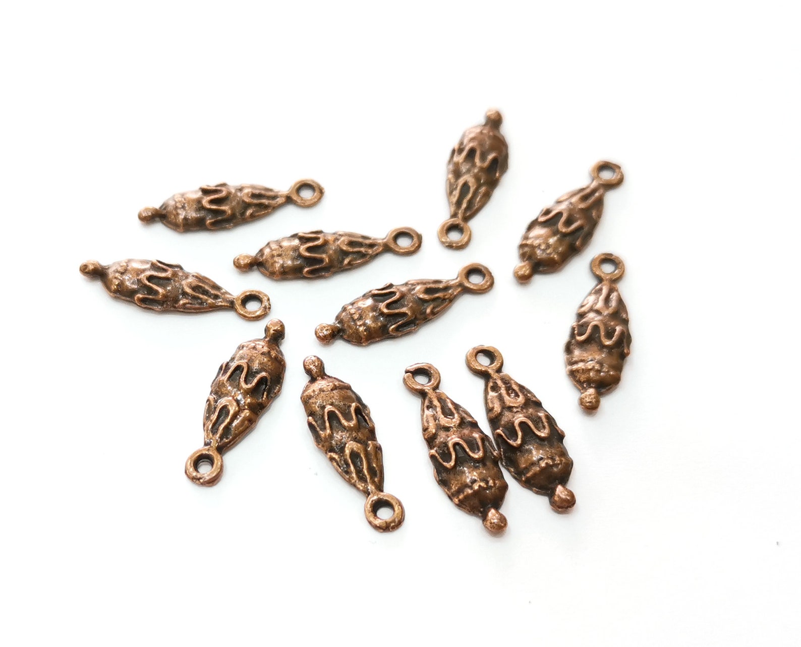 10 Copper Charms Antique Copper Plated Charms 21x7mm G18746 | Etsy