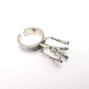 Claw Ring Sterling Silver Claw Ring Blank 925 Silver Ring Bezel Branched Ring Setting Cabochon ...