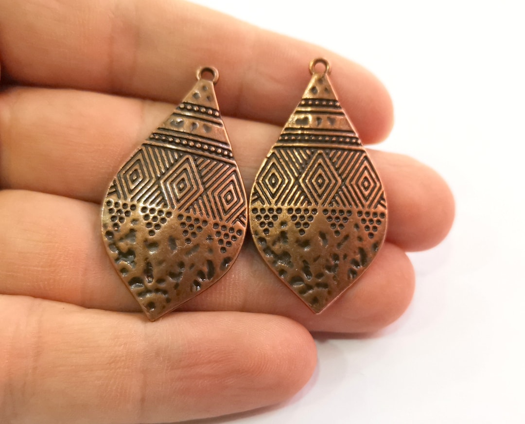 2 Copper Charms Antique Copper Plated Charms (44x23mm) G21026 - Etsy