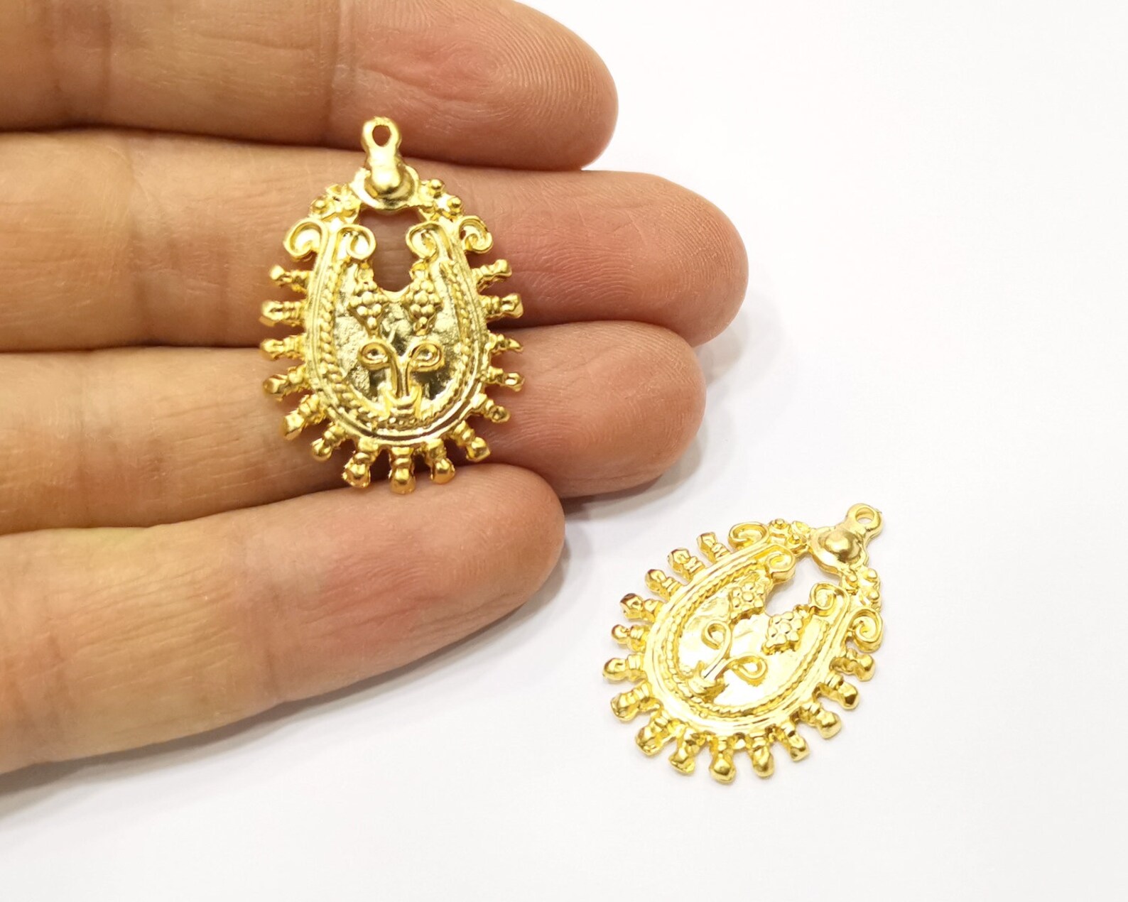 2 Gold Charms Gold Plated Charms 33x23mm G17195 | Etsy