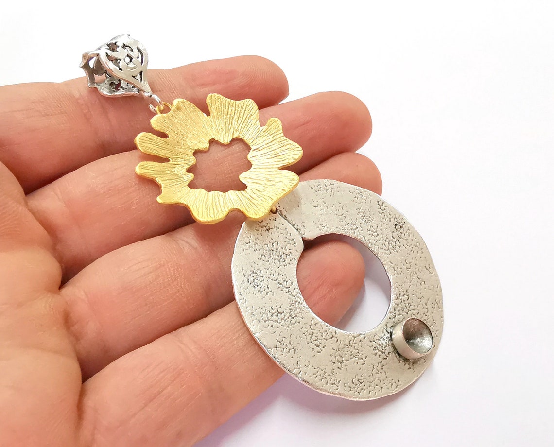 Pendant Blank Resin Bezel Mosaic Mountings Antique Silver and - Etsy