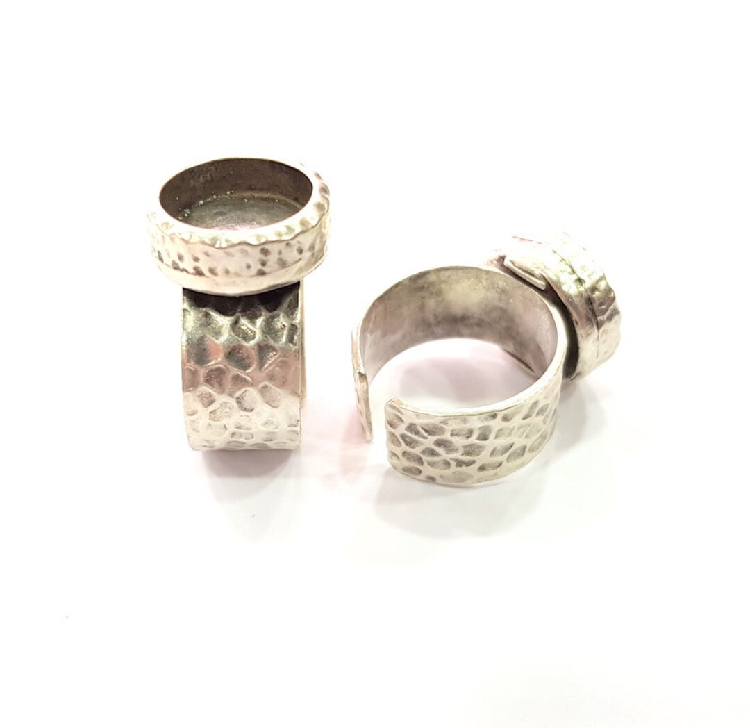 Ring Blank Setting Hammered Ring Base Bezel Inlay Ring Backs Glass ...